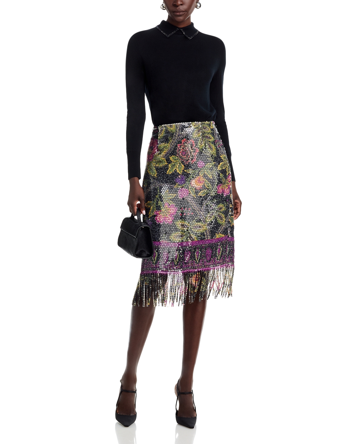 KOBI HALPERIN Printed Fringe Skirt